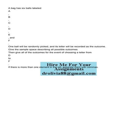 A bag has six balls labeled A B C D E .pdf