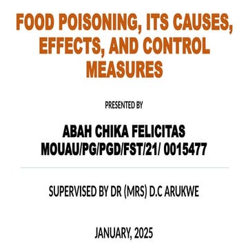 Food poisoning, Its Causes, Effects and Control measures | PPTX
