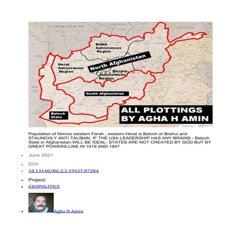 A BALOCH STATE IN SOUTH WEST AFGHANISTAN AS BEST GUARANTEE AGAINST ...