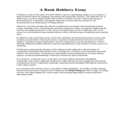 A Bank Robbery Essay | PDF