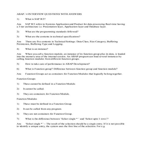 Abap Questions Pdf