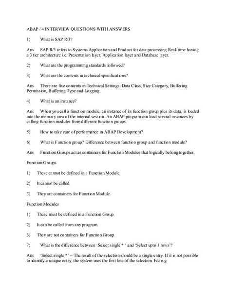 Sap Abap Real Time Questions 2276