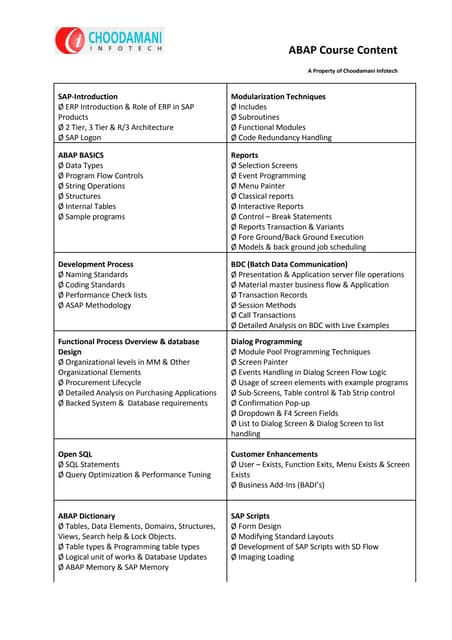 SAP PM Course Content | PDF | Technology & Computing
