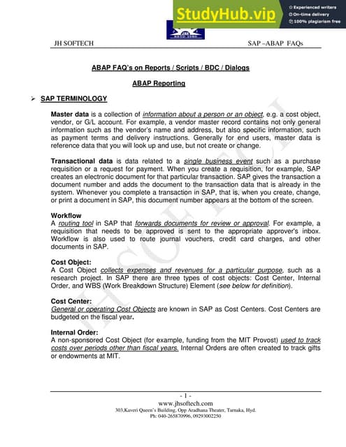 500+ SAP ABAP INTERVIEW QUESTIONS WITH ANSWERS | PDF