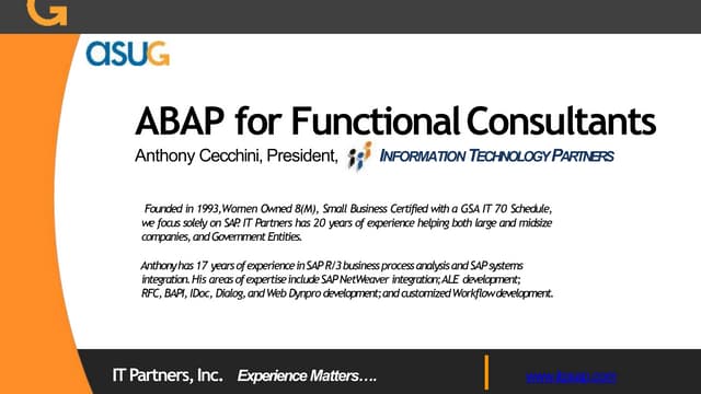 Abap for functional consultants | PPTX Abap for functional consultants | PPTX