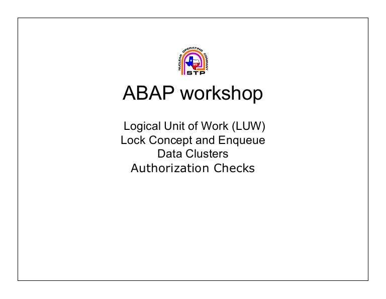 Abap Slide Lock Enqueue Data Clusters Auth Checks 5563