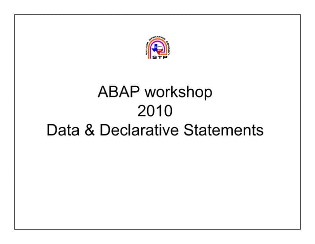 Abap slides user defined data types and data | PPT Abap slides user defined data types and data | PPT