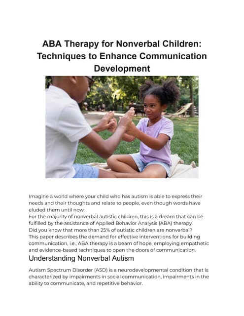 ABA Therapy to Improve Your Child’s Social Skills | PPT