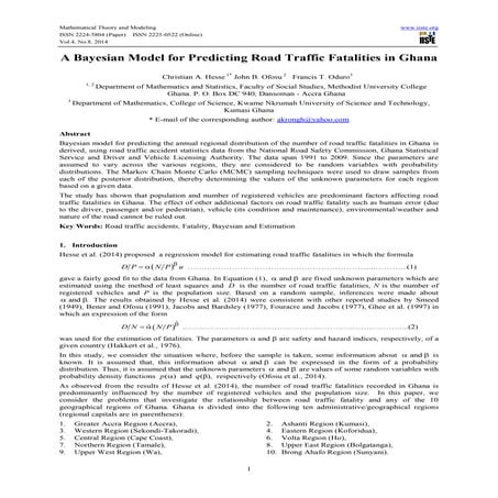 A Bayesian Model For Predicting Road Traffic Fatalities In Ghana Pdf