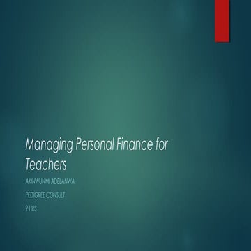 Managing Personal Finance for Teachers | PPT