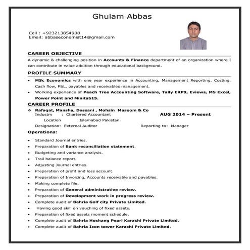 Abbas cv | DOC | Business Accounting & Finance | Business