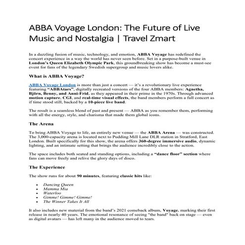 ABBA Voyage London: The Future of Live Music and Nostalgia | Travel ...