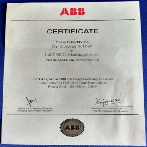 ABB DCS Training Certificate | PDF