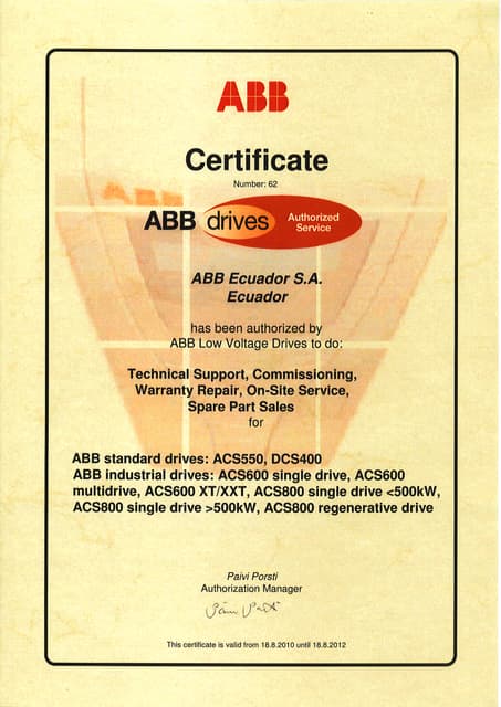 ABB Certificate | PDF