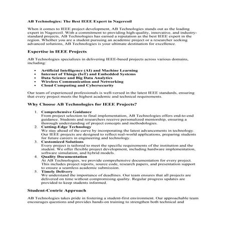 Best project center in nagercoilBest project center in nagercoil | PDF