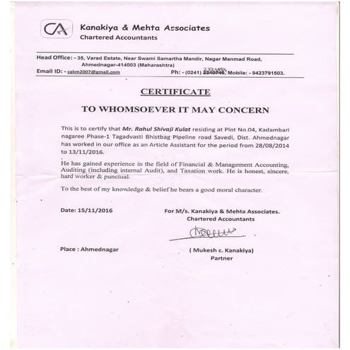 Experince Certificate | PDF