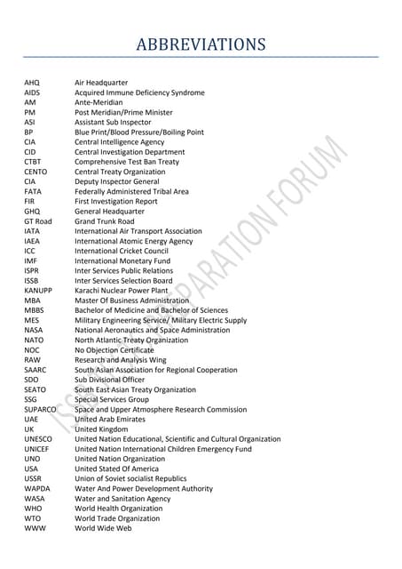 Important Abbreviations | PDF