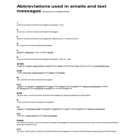 Abbreviations in e mails | DOCX