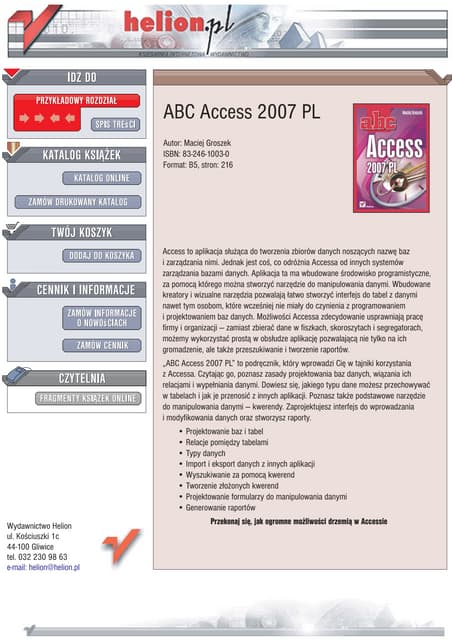 Access 2007 PL. Seria praktyk | PDF