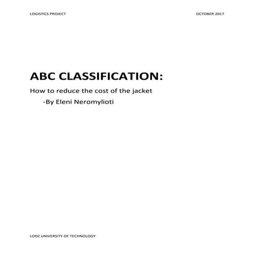 The ABC classification- Example and analysis | PDF