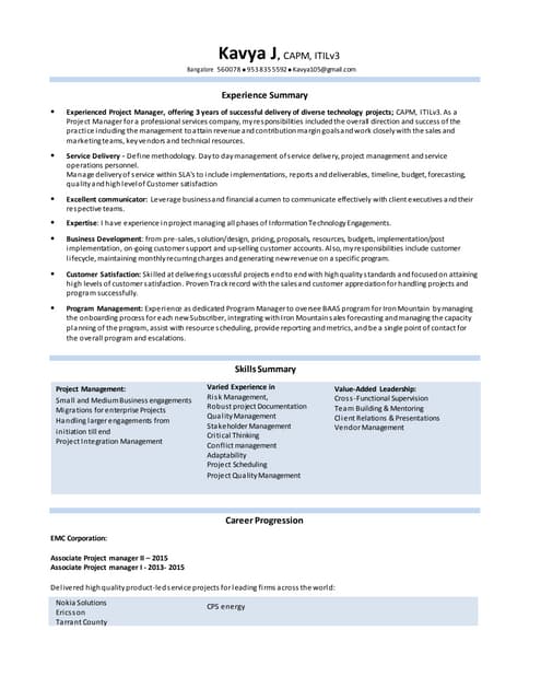 Project manager cv example | PPT