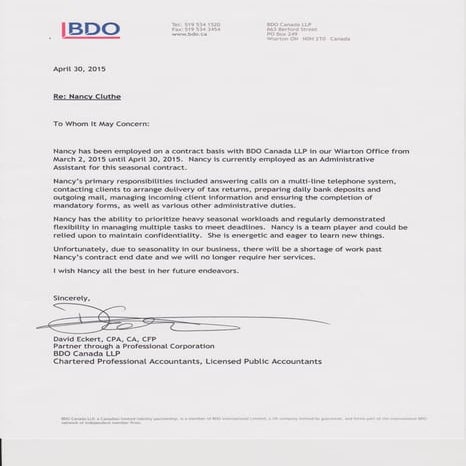 BDO Letter | PDF