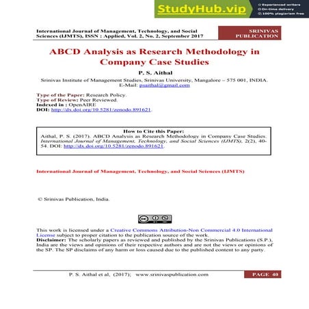 ABCD Analysis As Research Methodology In Company Case Studies | PDF
