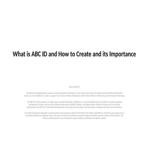 What is ABC ID and How to Create and its Importance | PPTX