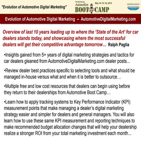 Evolution of Automotive Digital Marketing by Ralph Paglia | PPTX