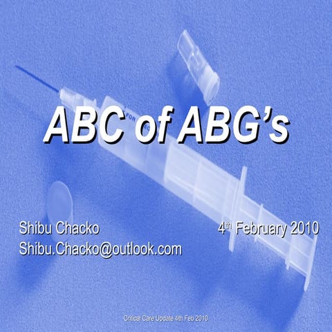 Arterial Blood Gas analysis | PPT