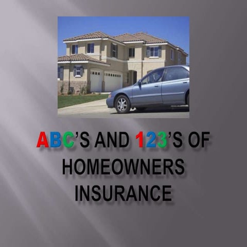 Abc’S And 123’S Of Homeowners Insurance | PPT