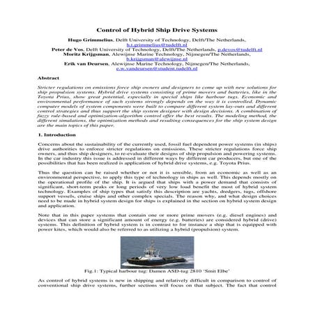 Control of Hybrid Ship Drive Systems | PDF