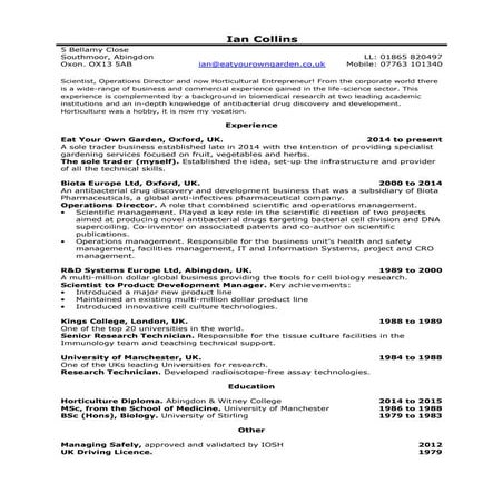 CV_Ian Collins_2015 | PDF