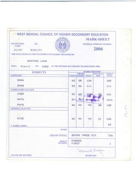 10th Mark sheet | PDF