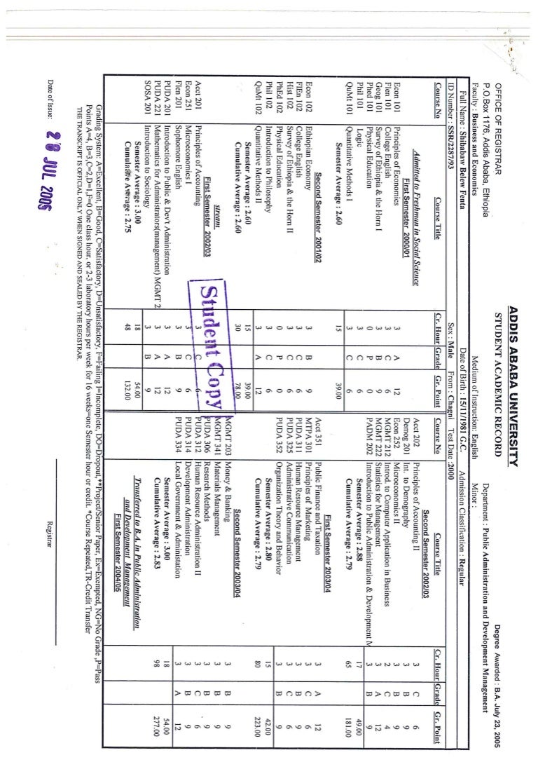 BA Transcript