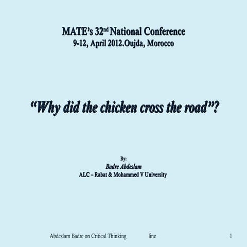 Why did the chicken cross the road? | PPT