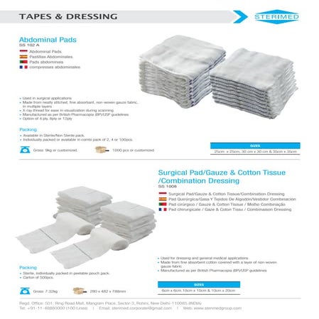 Abdominal Pads - Mfg. by Sterimed Group | PDF