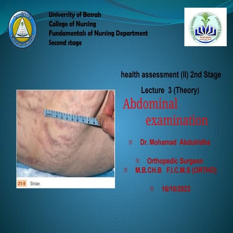 Abdominal examination.pptx the abdomen d | PPTX