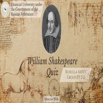 William Shakespeare. Quiz | PPTX