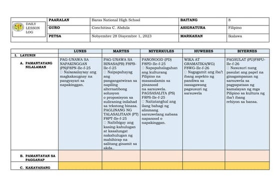 Filipino 9 Curriculum Guide rev.2016