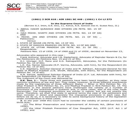 Abdul hakim quraishi vs state of bihar air 1961 sc_448 | PDF