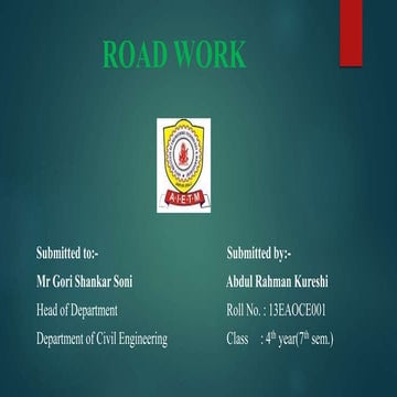 Road construction ppt | PPTX