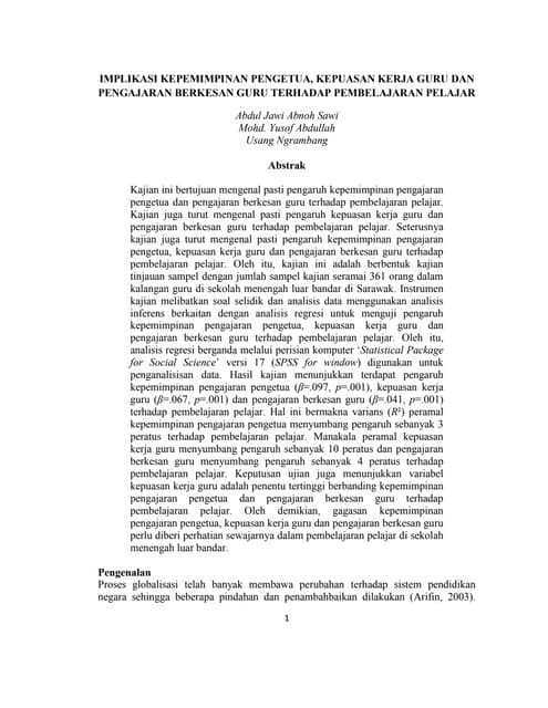 Factor yang mempengaruhi pencapaian akademik | PDF