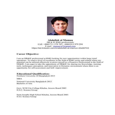 Abdullah al mamun cv | DOC