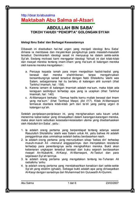 Abdullah bin saba tokoh fiktif | PDF