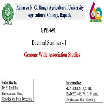 Genome-Wide Association Studies ( GWAS ) for Crop Improvement | PPTX