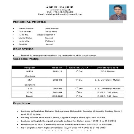 Abdul rashid c.v | DOC
