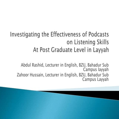investigating the impact of podcasts on listening skills at post ...