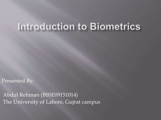 Biometrics ppt | PPT
