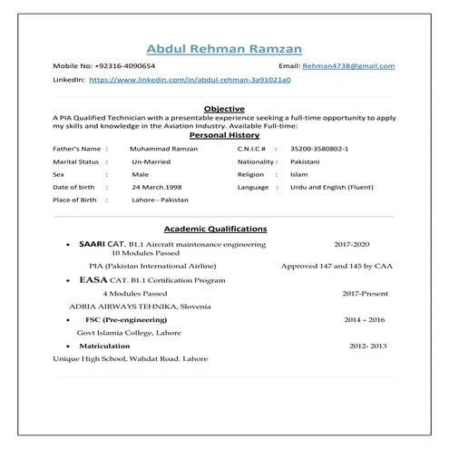 Abdulrehman cv | PDF